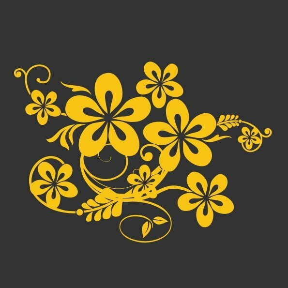 Наклейка Цветочный узор, желтый, 29 х 20 см