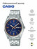 Наручные часы CASIO, золотой, серебряный, синий