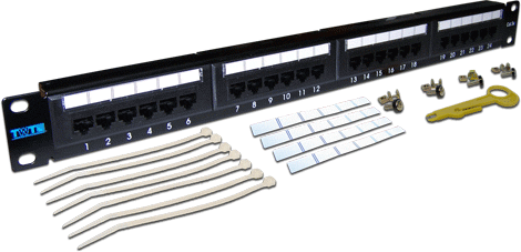 Патч-панель 19", 24xRJ45, UTP, Кат. 5е TWT TWT-PP24UTP 1U
