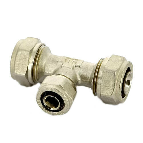 Тройник переходной Tiemme 1607 - 20x2.0 x 16x2.0 x 20x2.0 (винтовой, для металлопластиковых труб)