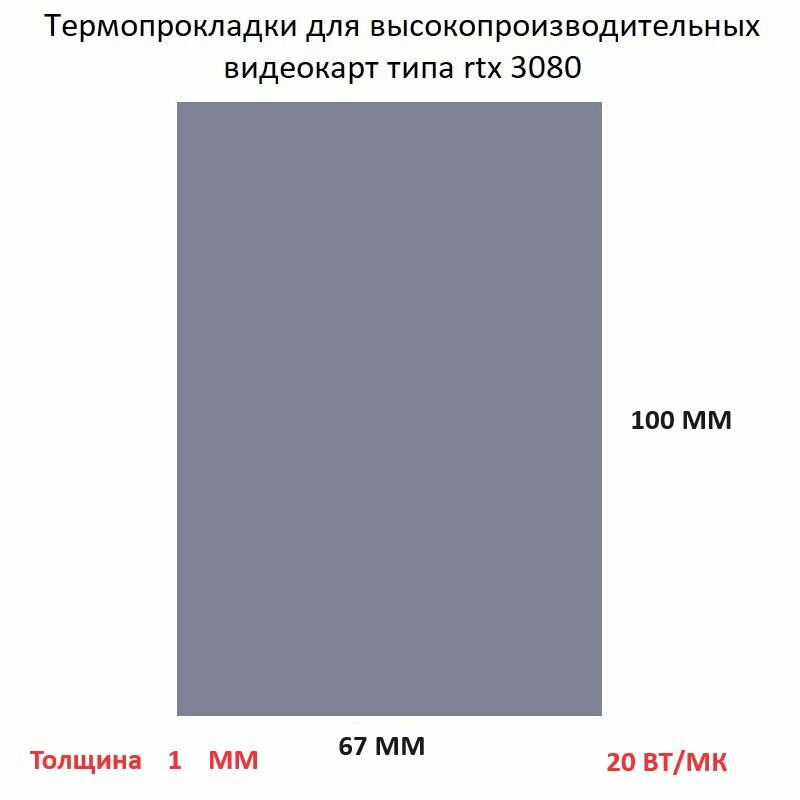 Термопрокладки для высокопроизводительных видеокарт 100мм*67мм*1мм