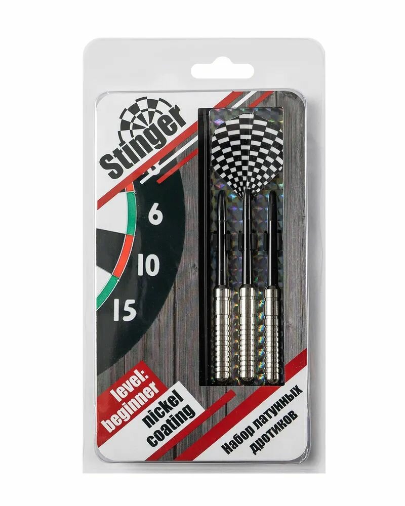 Дротики для дартса Stinger, 3шт, уровень-любительский, латунь, покрытие никель, вес 21г
