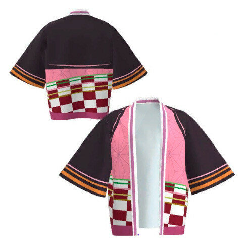 Аниме Клинок РД Кимоно Незуко Камадо черный верх с красными белыми квадратами на поясе размер 44-46