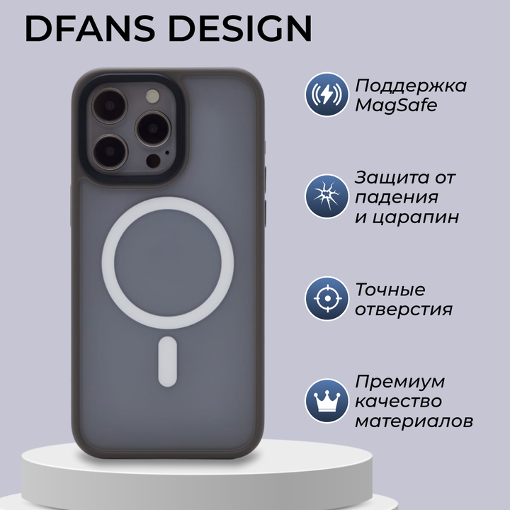 Чехол с MagSafe для iPhone 15 Pro, DFANS серый
