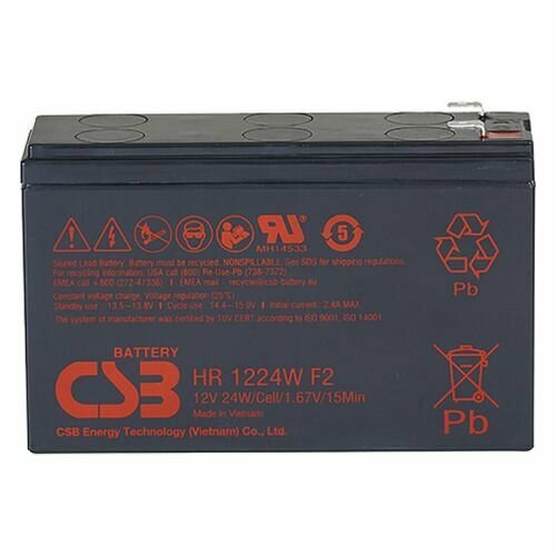 Аккумуляторная батарея CSB HR1224W F2 F1 для ИБП 12В, 6Ач