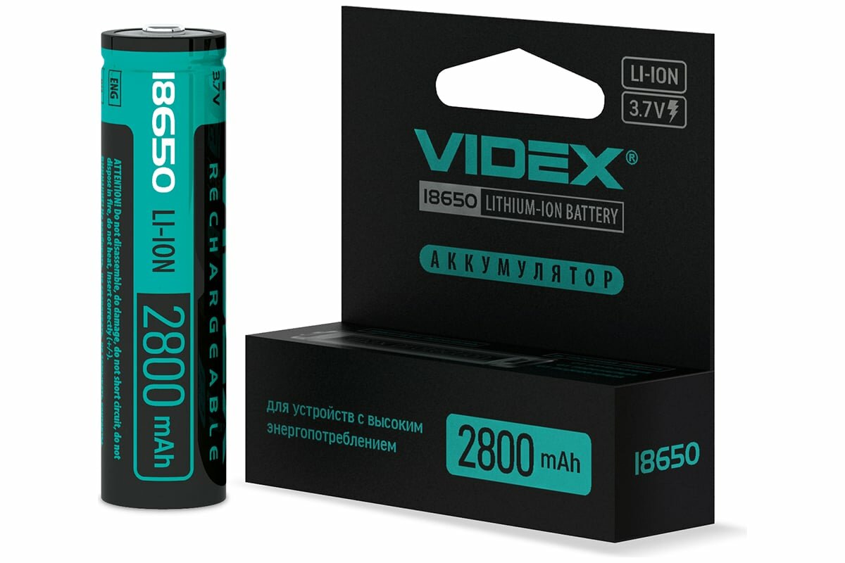 Videx Аккумулятор 18650 2800mAh с защитой VID-18650-2.8-WP 1 шт/уп для питания устройств