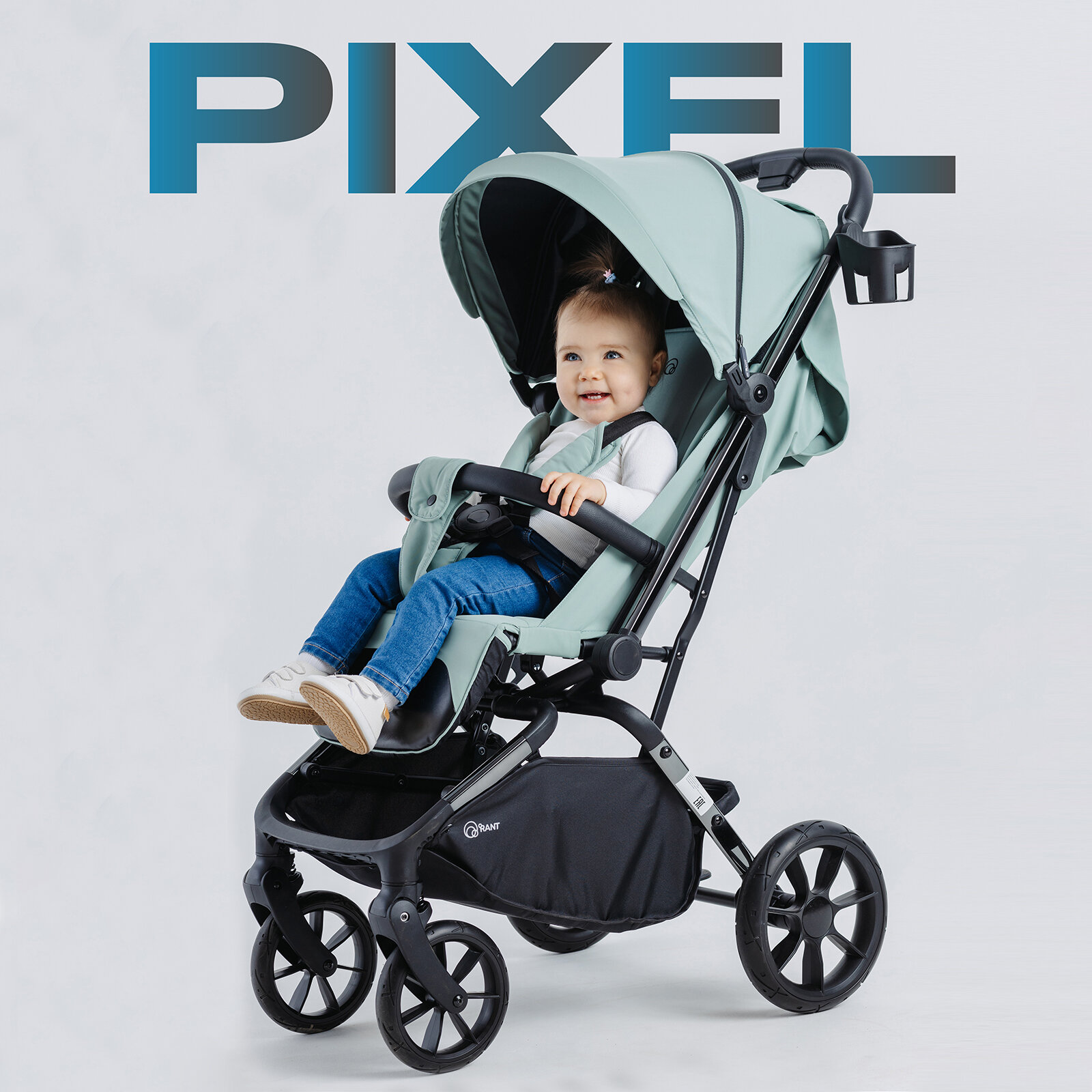 Коляска детская с автосложением RANT "PIXEL" RA401 Sage Green