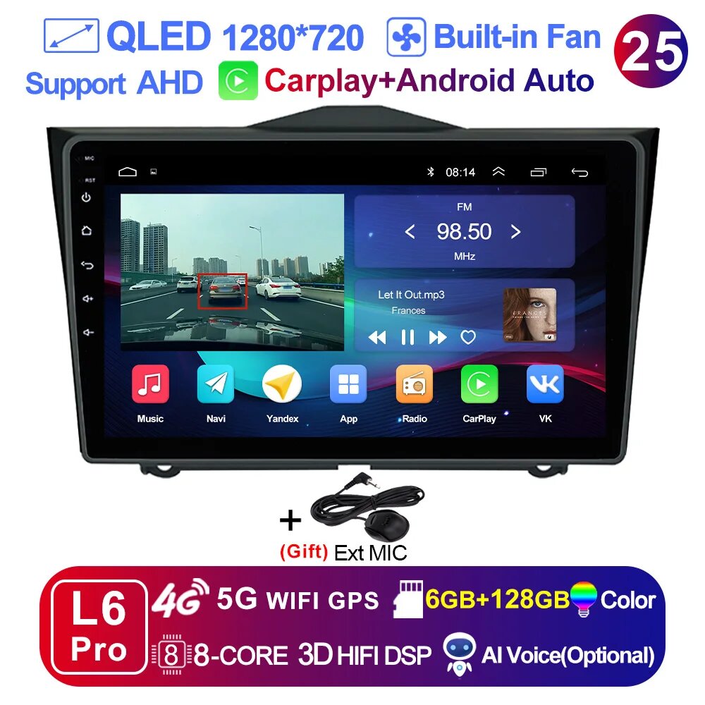 Автомагнитола L6 Pro 128GB Android 14 Carplay GPS 4G QLED 1280*727