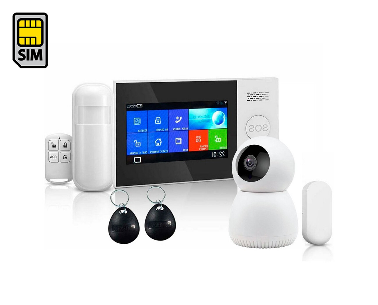 Комплект GSM/Wi-Fi сигнализация с камерой видеонаблюдения: Strazh Сенсор (GSM) и HD-ком-ASW5 107-8GS (E1865EU) для дома, для квартиры и офиса