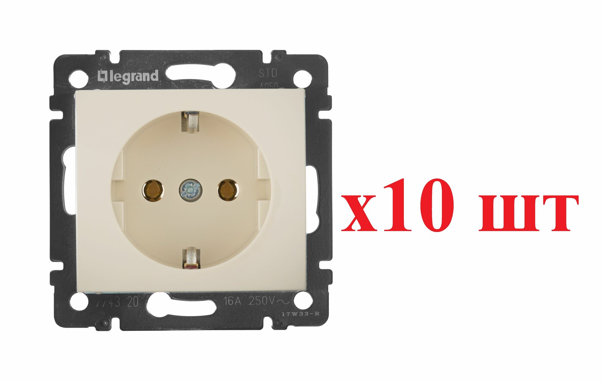 Розетка 1-м СП Valena 16А IP20 с заземл. на винтах механизм сл. кость Leg 774320 10 шт.