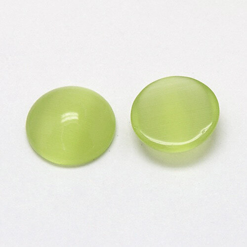 Кабошон стеклянный, 25мм, кошачий глаз (имитация), салатово-зеленый, 2 шт.