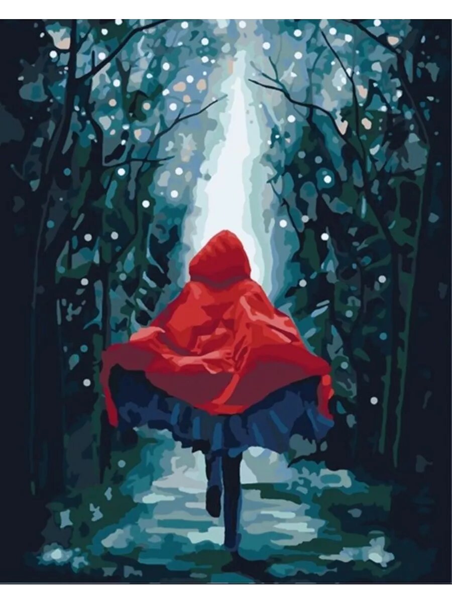 Картина по номерам Девушка в красном плаще 40х50 см