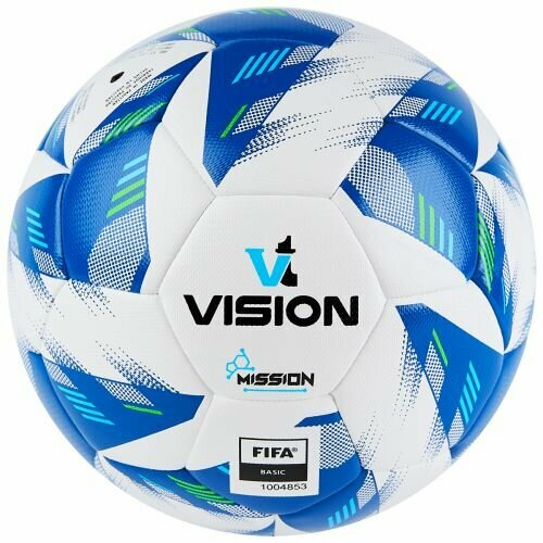 Мяч футбольный Vision TORRES Mission, FV324074, р.4, FIFA Basic, PU, 32 панели, гибридная сшивка, бело-синий