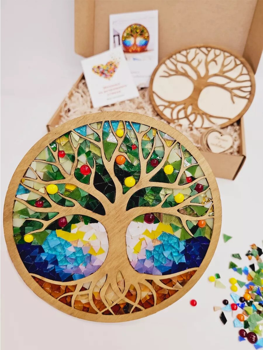 Набор для творчества мозаика стеклянная Древо жизни 20 см