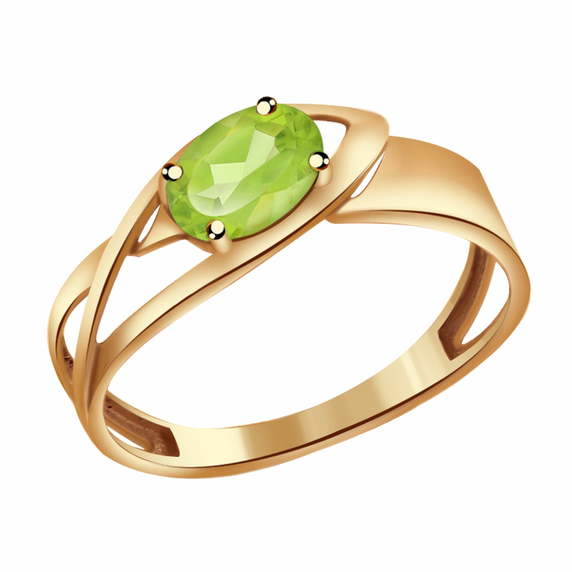 Кольцо, красное золото, 585 проба, хризолит