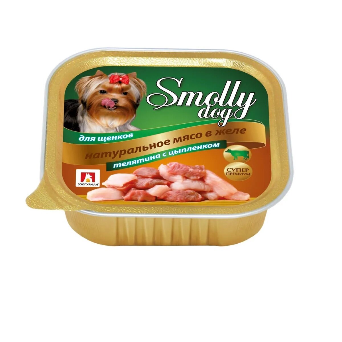 Зоогурман консервы для щенков "Смолли Дог" Телятина с цыпленком 100г
