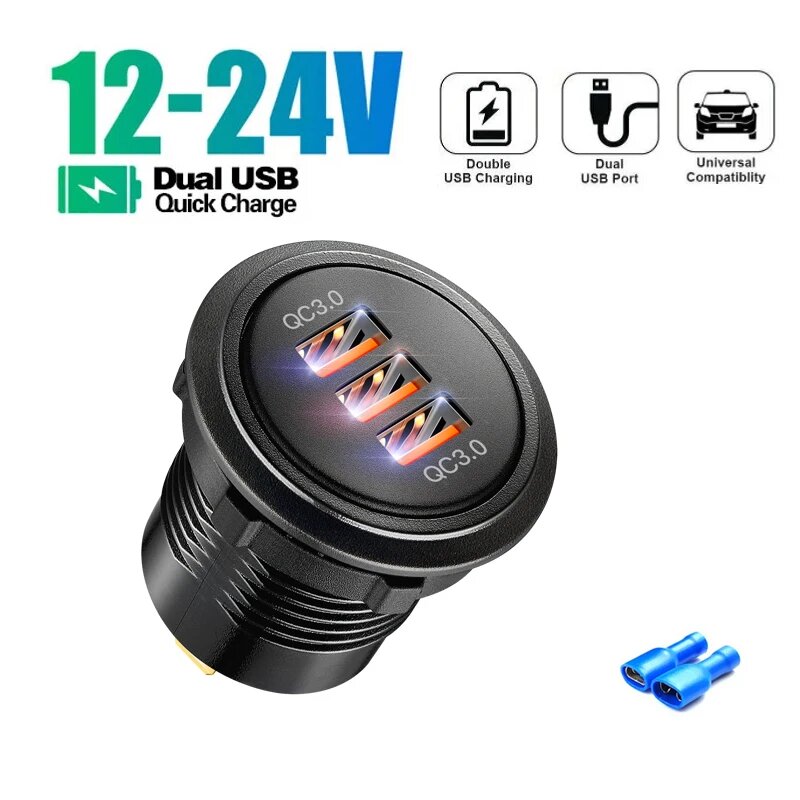 USB-разъем 12-24V Dual USB QC3.0, AAA