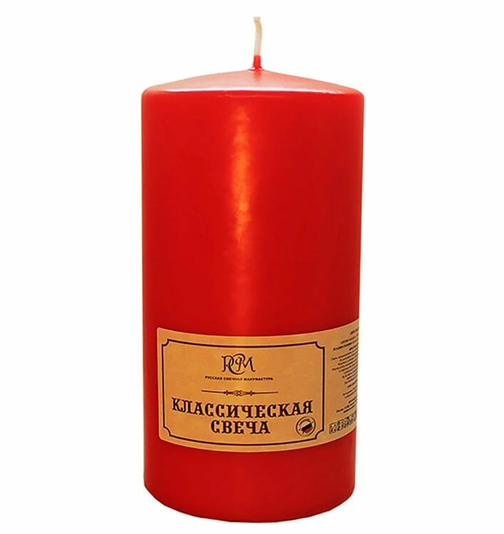 Свеча столбик Классическая 15 см красная