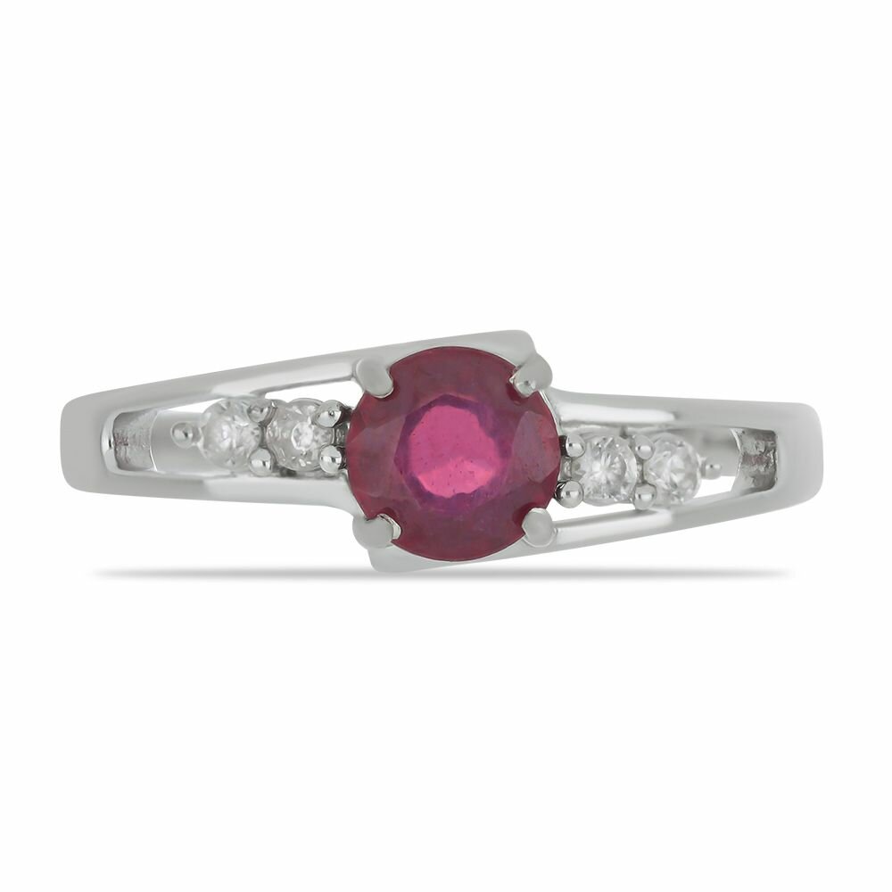 Кольцо, серебро, 925 проба, родирование, циркон, рубин