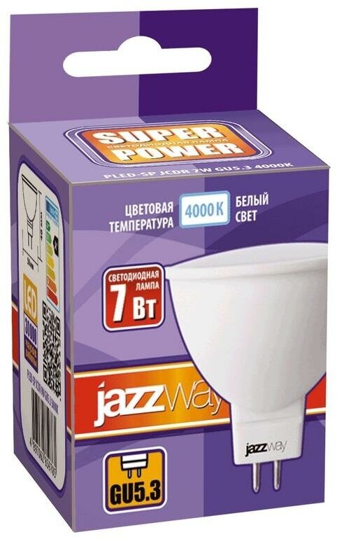 Лампа светодиодная PLED-SP 7Вт JCDR MR16 4000К нейтр. бел. GU5.3 520лм 230В JazzWay 1033512