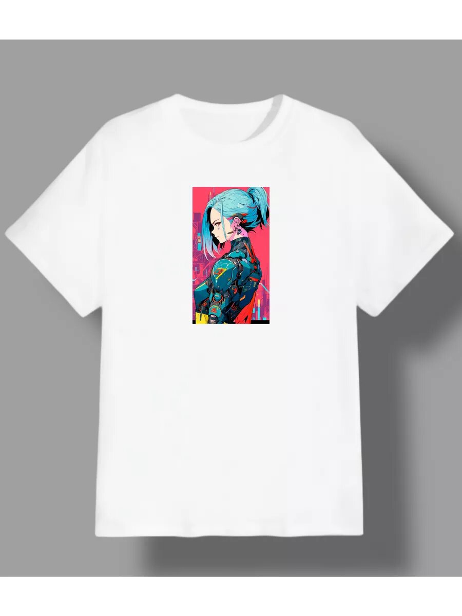 Футболка киберпанк аниме девушка