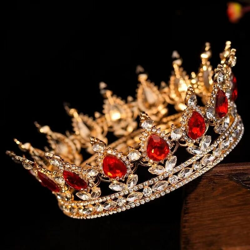 Декоративная корона для торта 15,5 см золото и красный праздничное украшение для свадеб, дней рождений и юбилеев, королевский декор