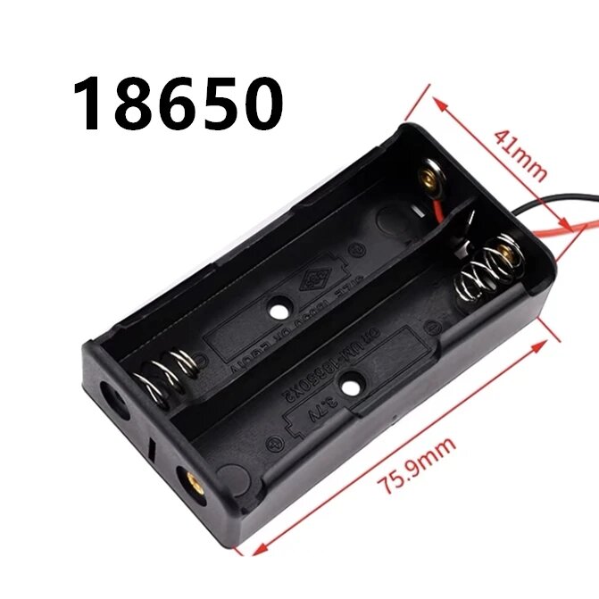 Держатель для 2х аккумуляторов 18650, черный