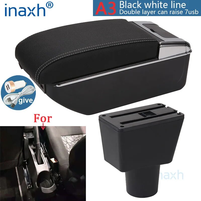 Подлокотник для LADA XRAY, центральный контейнер для хранения, детали интерьера для LADA XRAY, автомобильный подлокотник, автомобильные аксессуары A3 Black white 7USB