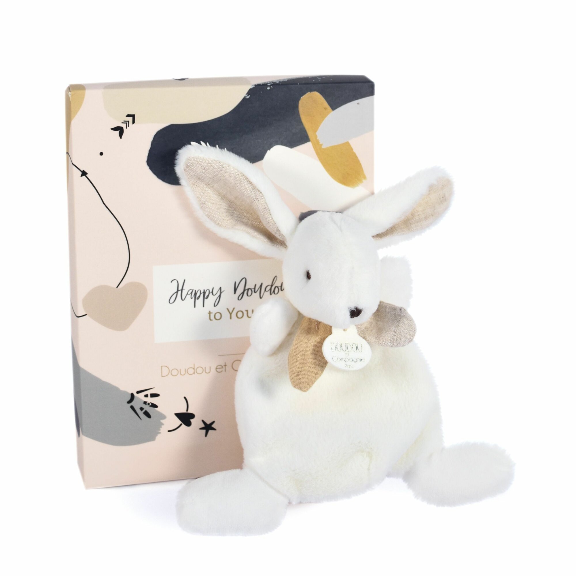 Зайчик комфортер в подарочной коробке, Франция, Doudou et compagnie, Coffret Mini Doudou Happy Wild, 17 см
