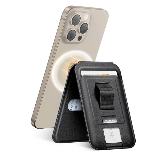 Чехол картхолдер UGREEN Magnetic Wallet with Stand LP837 (с ремешком) (45166) Black (Чёрный)