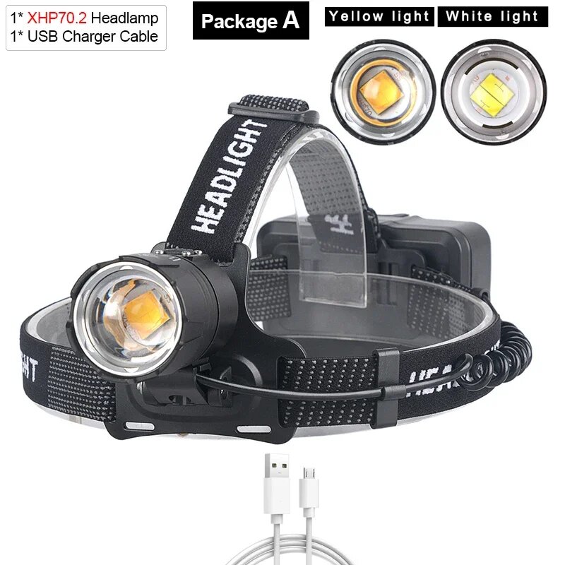 POCKETMAN P70.2 налобный фонарь желтый/белый свет Yellow Light-3000k, Package A