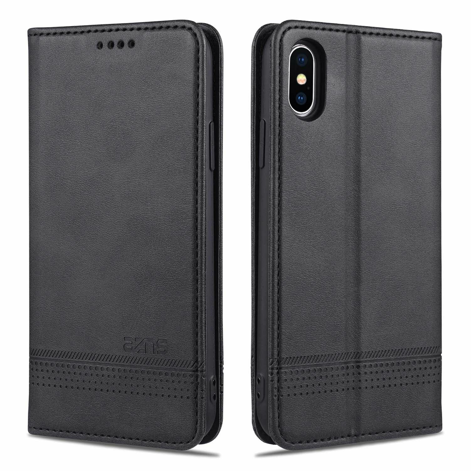 AZNS Чехол книжка для Apple iPhone XS Max (Айфон, ХС Макс) мягкое прикосновение мульти-подставкой и визитницей
