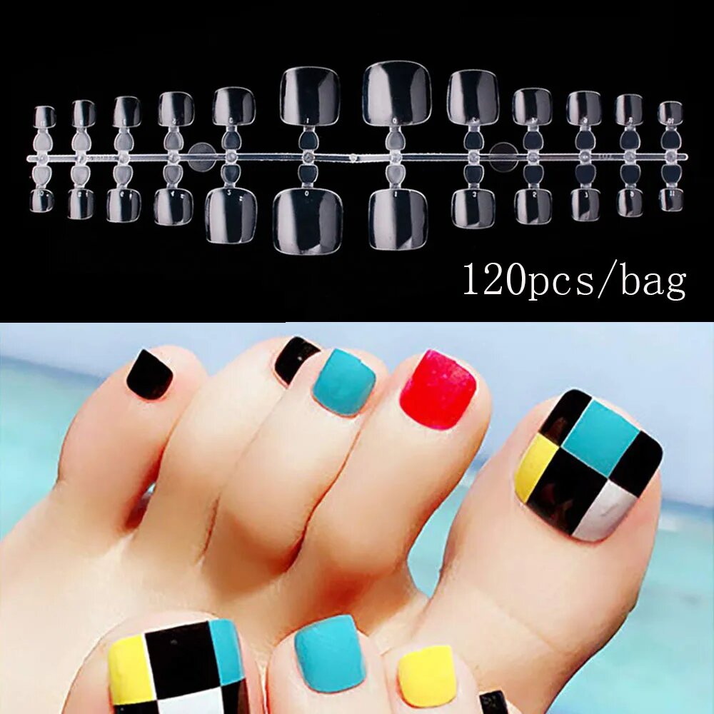 Квадратные накладные ногти 120 шт, Цвет: 302-C-120pcs
