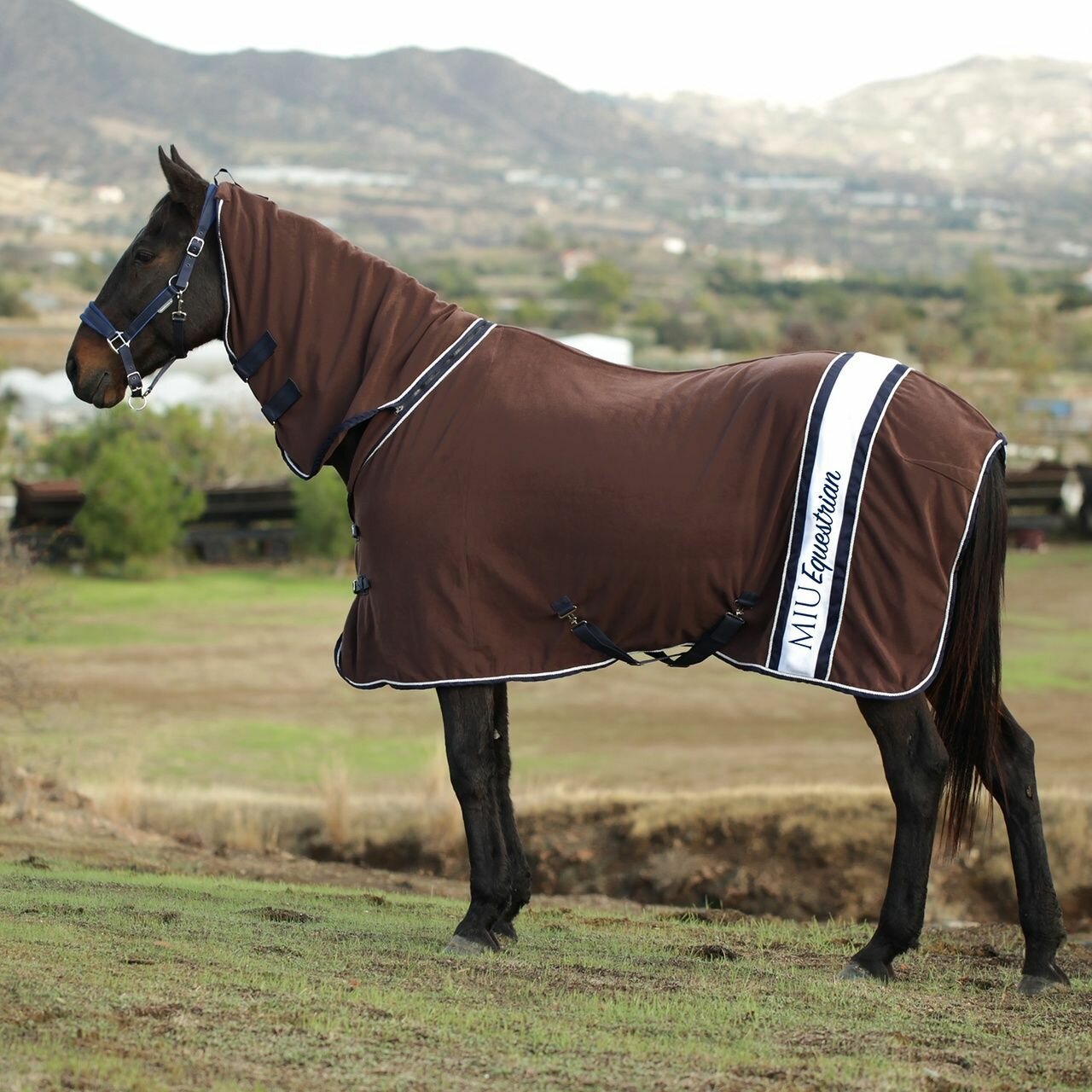 Попона флисовая ROYAL с капором на молнии и съёмными подпузными ремнями (размер 165)