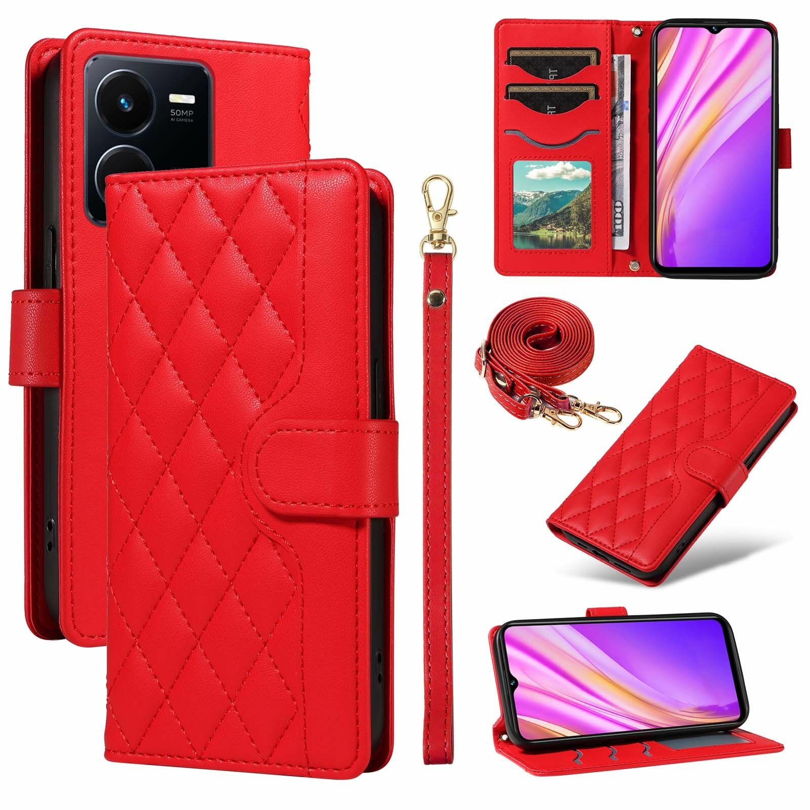 YIKATU Кожаный Чехол Для VIVO (Виво)Y35 4G /Y22S 4G /Y22 4G /Y77 5G/Y77E 5G С визитницей из экокожи, модный, против падения, подарочный, элитный, книжка