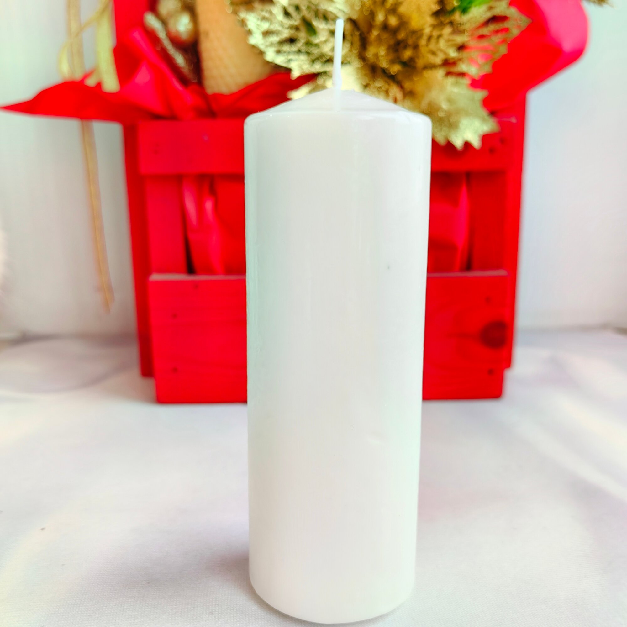 Свеча для праздничного декора "Цилиндр", белая, 15x5 см, парафин