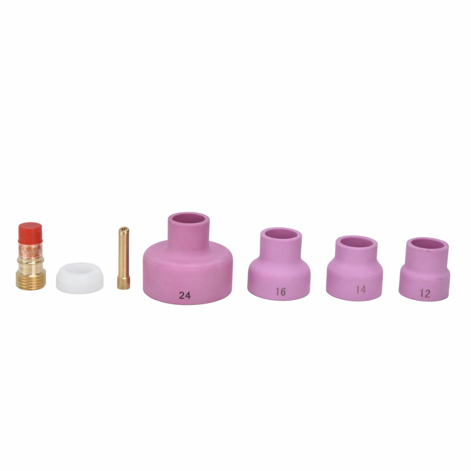 Комплект из 7 принадлежностей для сварки TIG: керамическое сопло, цанга, газовая линза, прокладка для горелки WP17, WP18, WP26