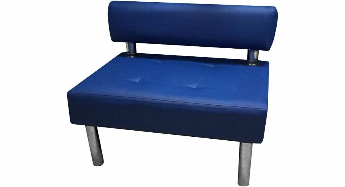 Диван прямой для дома и офиса Сантьяго без боковин 100x58х80 синяя экокожа