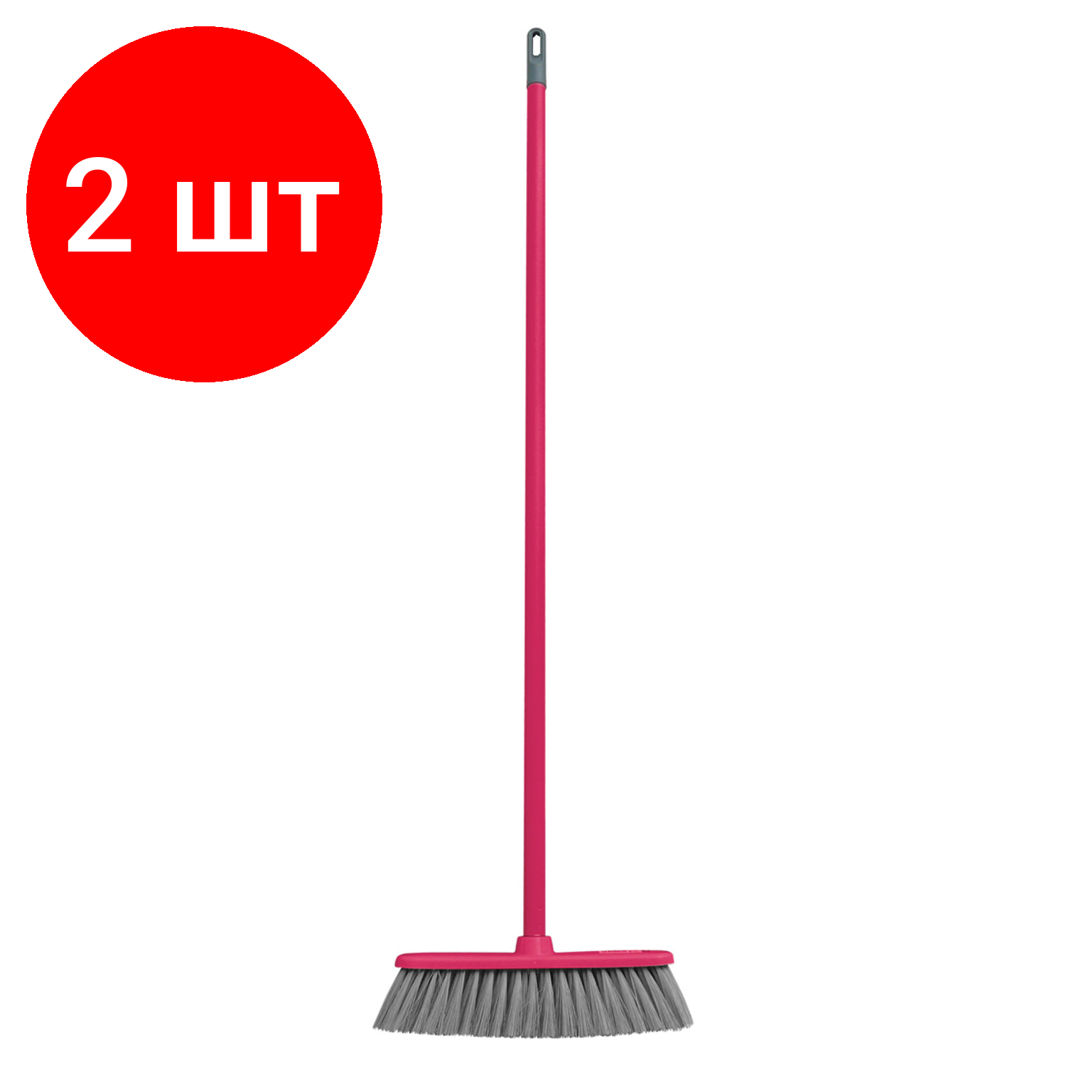 Комплект 2 шт, Щетка для уборки с черенком 110см в сборе, ширина 35см, щетина 8см, пластик, еврорезьба, YORK, 51040