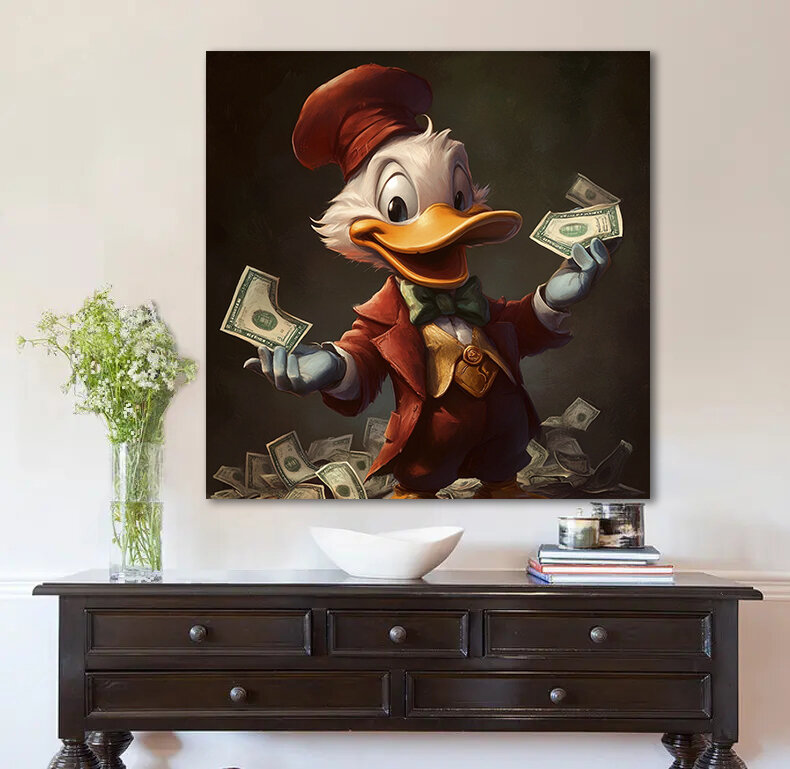 Scrooge McDuck / Скрудж Макдак , картина деньги, мотивация постер, из коллекции "Офисные картины", 60х60 см.