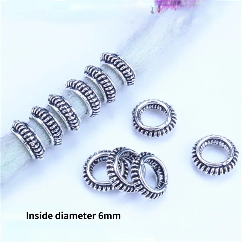 5 шт. серебряные металлические кольца для волос, косы, дреды, бусины, манжеты для волос, трубка для страха, очаровательные дреды для косичек «сделай сам», инструменты для укладки, аксессуары