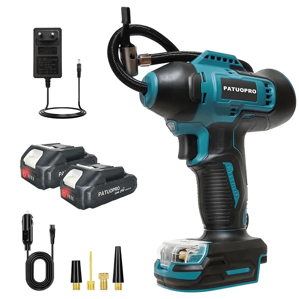 Автоматический надувной насос для шин PATUOPRO для аккумулятора Makita 18 В 2PCS 2.0Ah Battery
