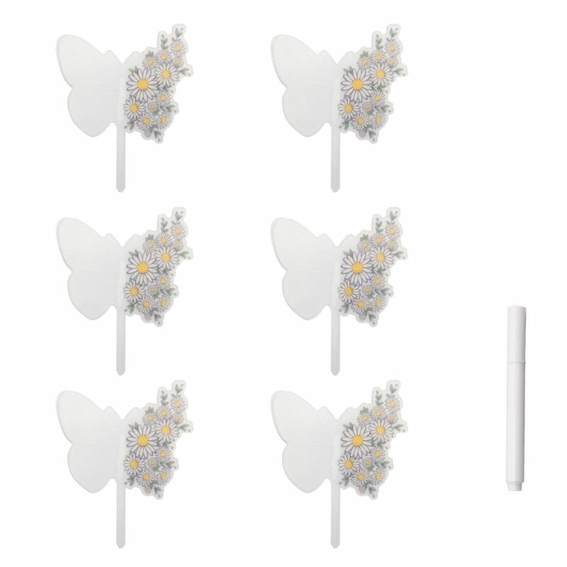 6/12 шт. этикетки для растений, акриловые садовые маркеры с бабочками, водонепроницаемые маркировочные знаки цветочного горшка, садовое украшение
