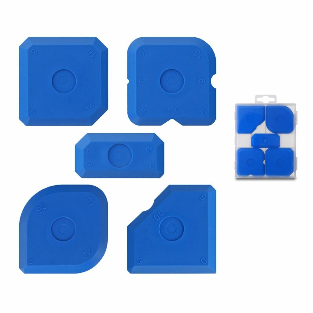 (1 комплект из 5 штук) Триммер для склеивания стекла, скребок, инструмент шитья косметики, пластиковая коробка-синий