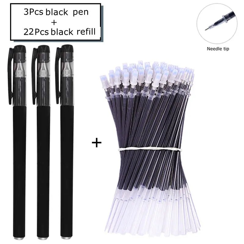 Набор гелевых ручек Haile 25 шт, черные, синие, красные, 0,5 мм Черный, 25Pcs Black set B