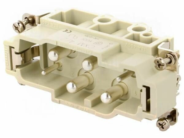 Разъем HDC ILME CXM 4/2 питания промышленный круглый, "папа", коннектор CX, PIN 6 (4+2), размер 77.27, 400/690 В, адаптер гнездо