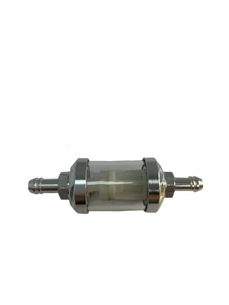 Фильтр топливный разборный CNC ( прозрачный ) для скутеров, мотоциклов, ATV, снегоходов - серебро