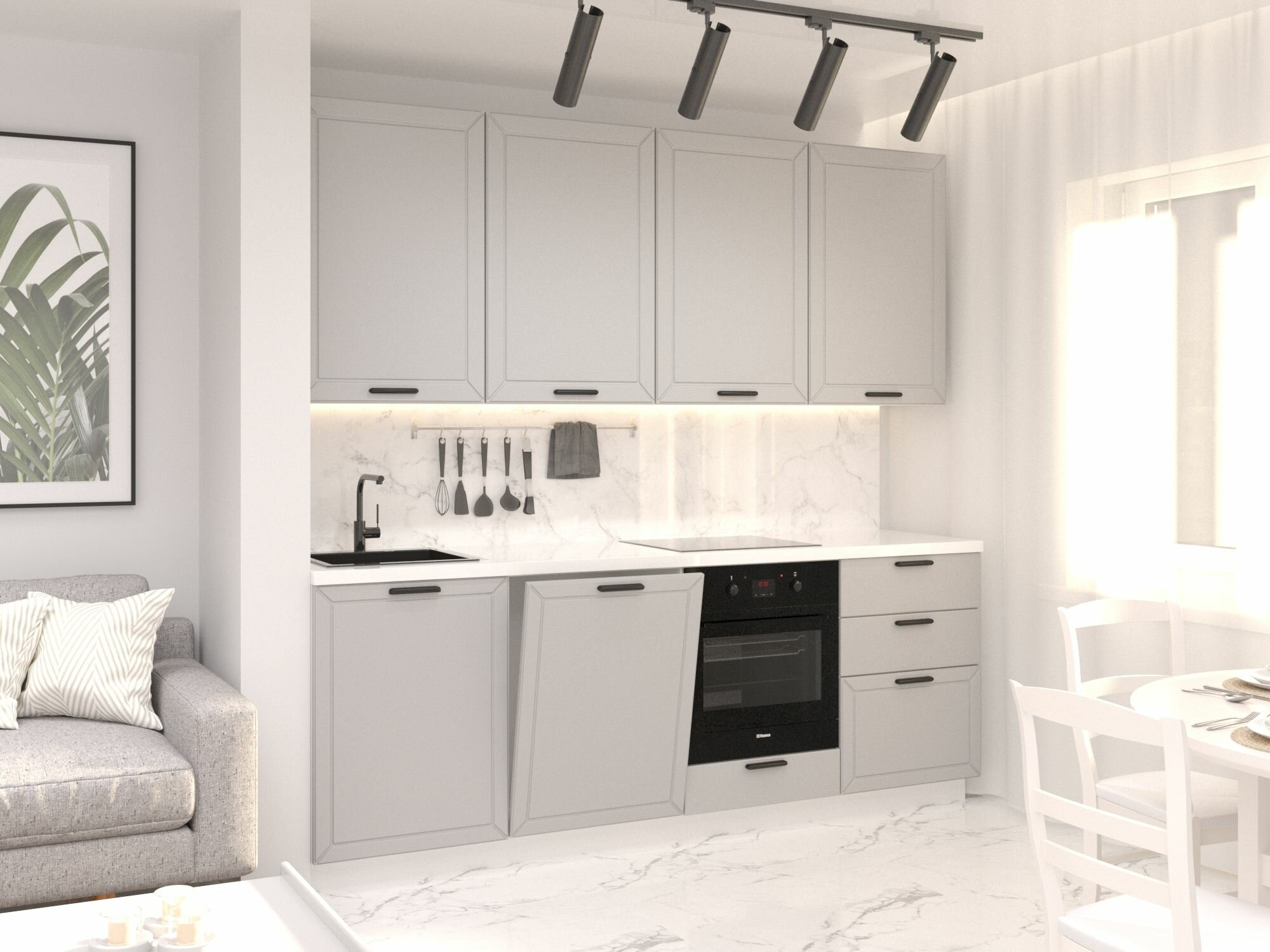 Кухонный гарнитур Глетчер Гейнсборо Силк , 2400 мм