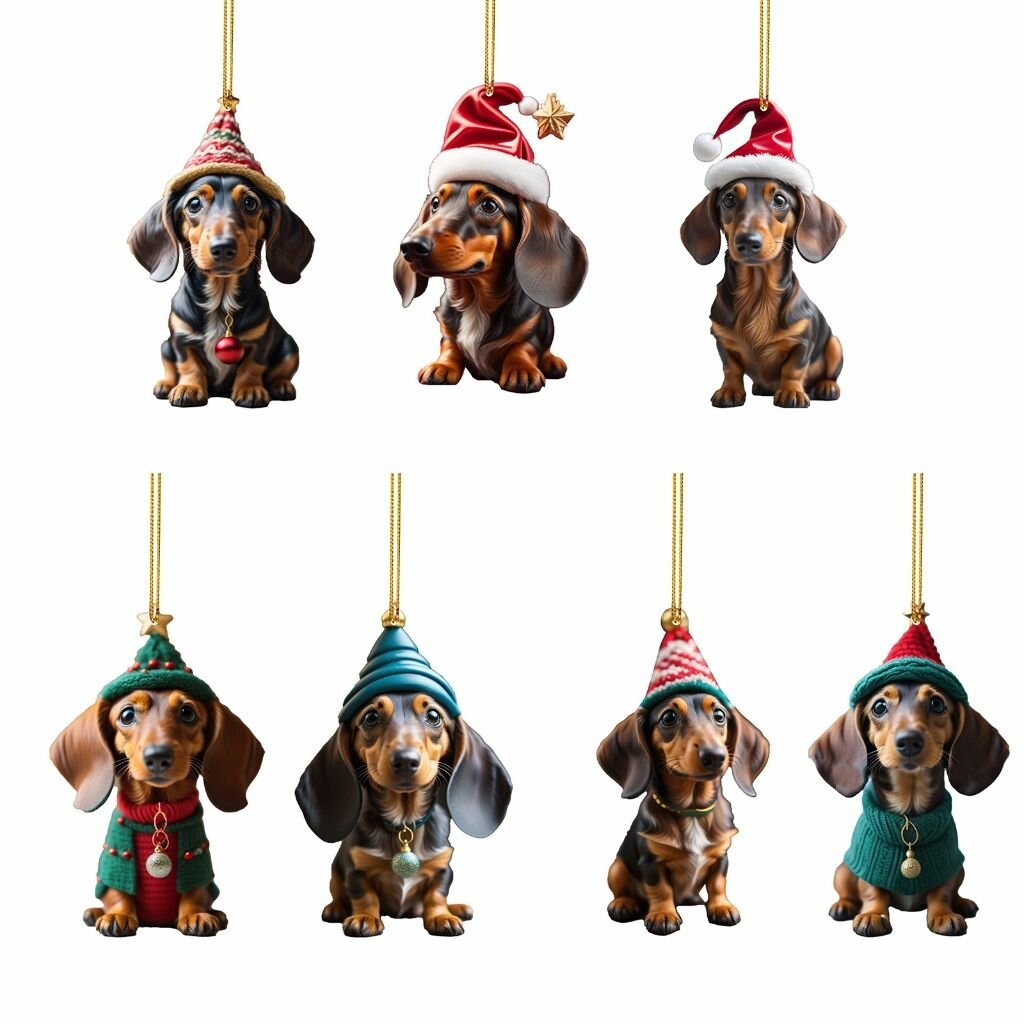 Праздничное оформление, Рождественские украшения в виде таксы, набор из 7 штук