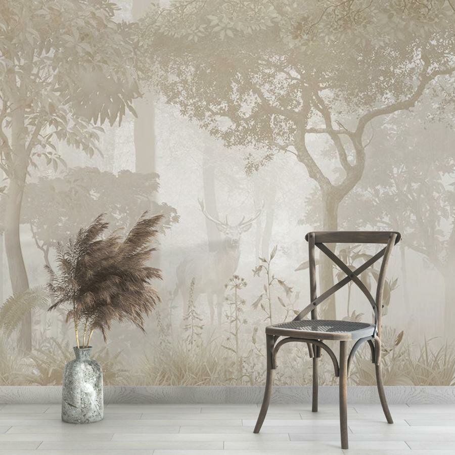 Фотообои Коричневый фоновый лес 9-1396-M-Флок 270 x 300 см (ВхШ) Бесшовные, флизелиновые, влагостойкие обои